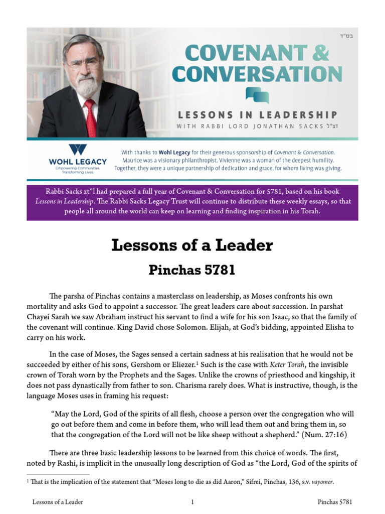 Leadership Lessons from Parsha Pinchas | PDF | Israel | World Politics