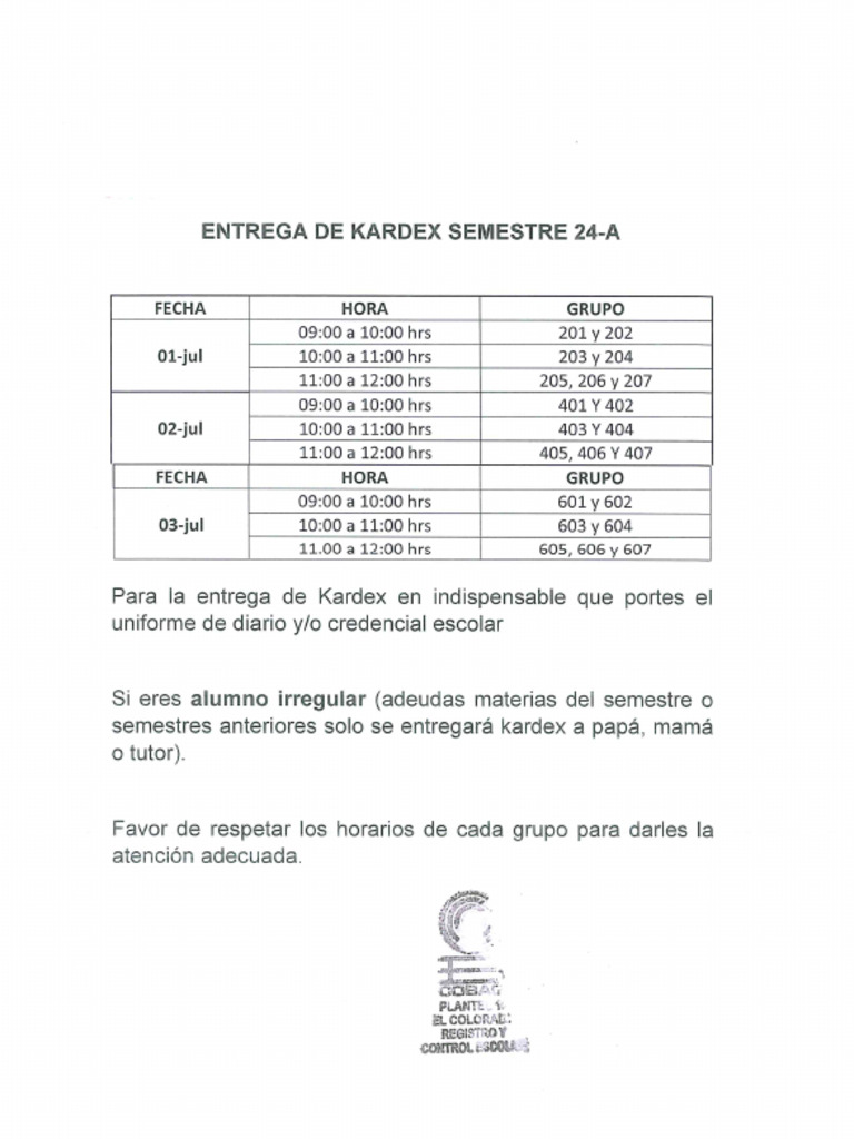 Entrega de Kardex 24-A | PDF