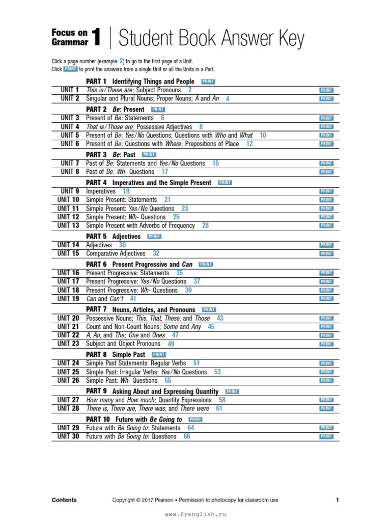 Focus On Grammar 5ed 1 Students Book Keys | PDF | Linguistics | Morphology