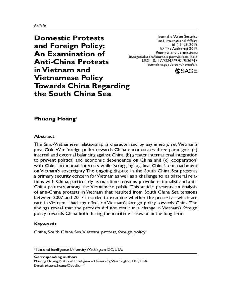 Domestic Protests And Foreign Policy An Examination Of Anti China