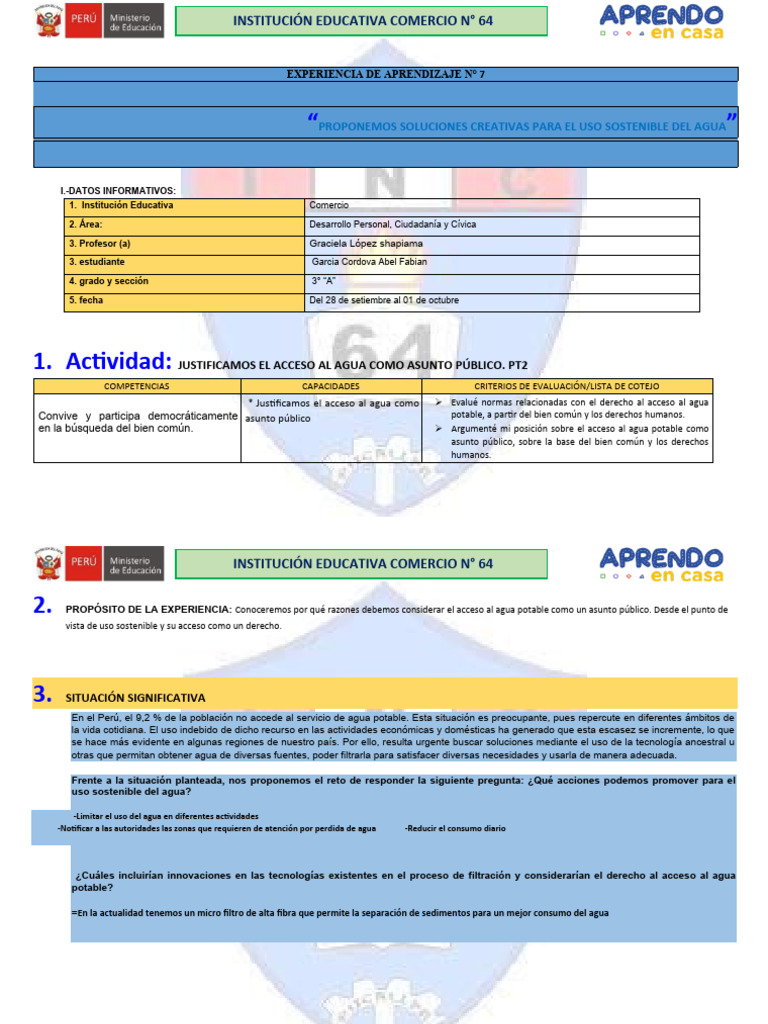 Tarea de dpcc 29-09-2021 | PDF | Agua | Agua potable
