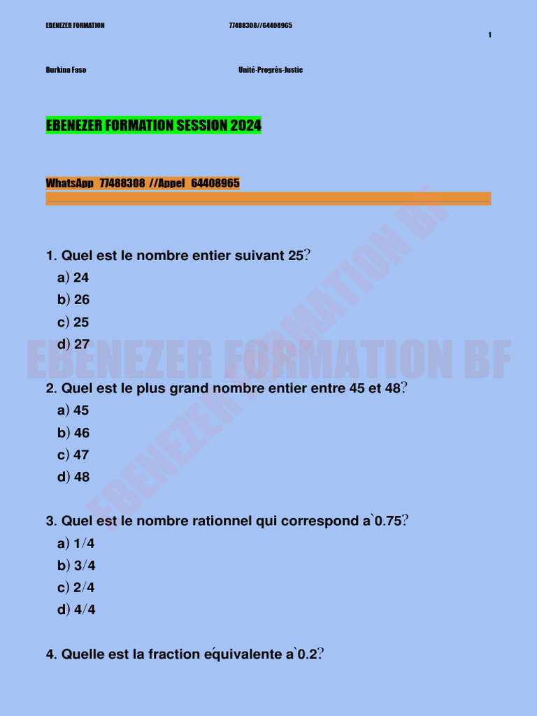 EBENEZER FORMATION Sujet 212 | PDF | Technology & Engineering