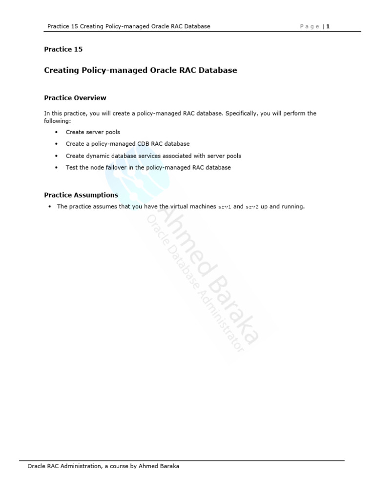 Practice 15 Creating Policy Managed Oracle Rac Database Pdf