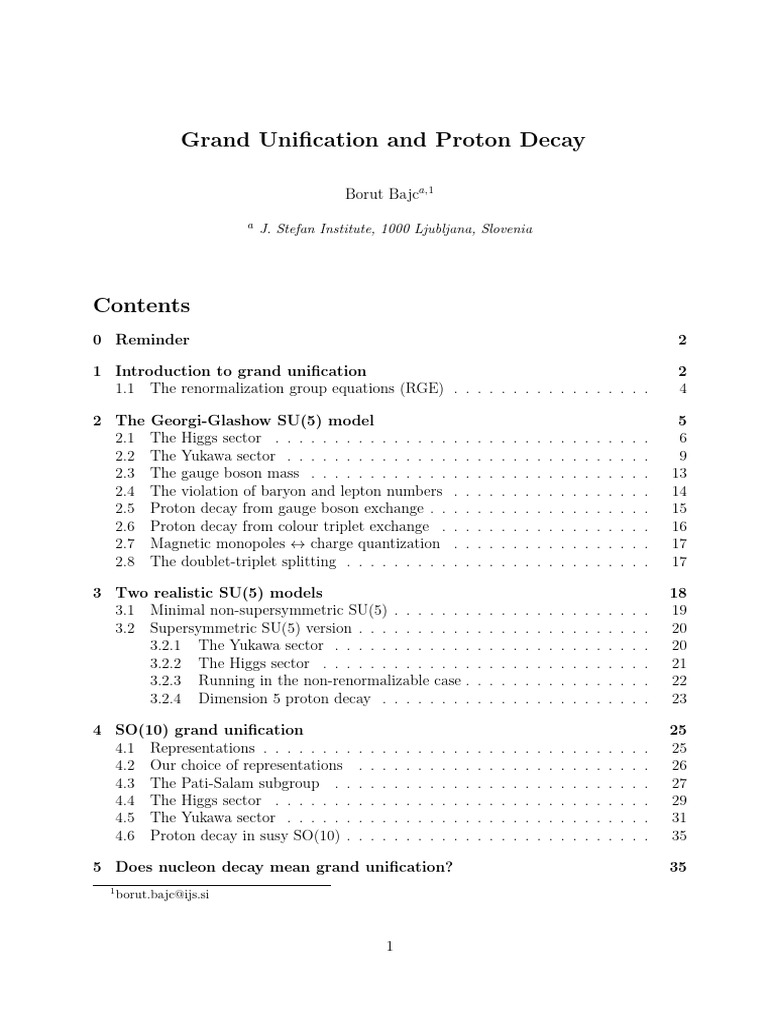 Grand Unication and Proton Decay | PDF | Gauge Theory | Applied Mathematics