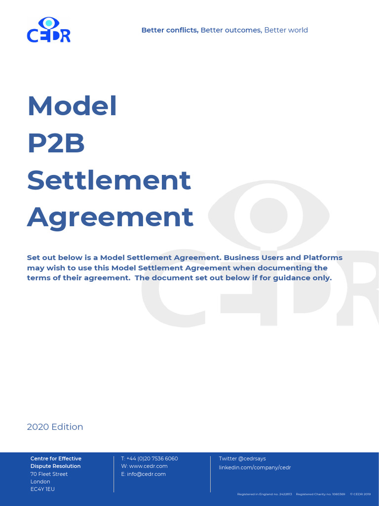 Model-P2B-Settlement-Agreement-6-July-2020 | PDF | Mediation ...