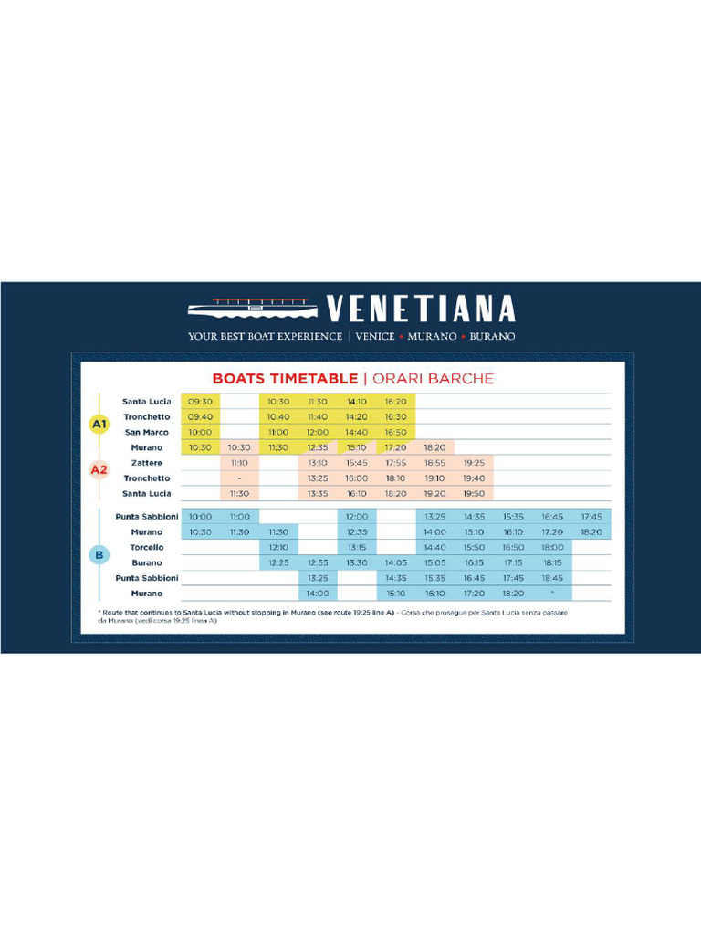 Horarios 2024 Venecia Murano Burano Torcello | PDF