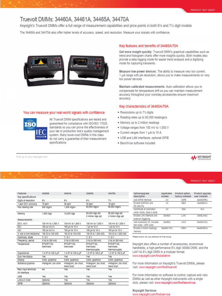 Truevolt DMMs - 34460A, 34461A, 34465A, 34470A | PDF | Electronics | Electrical Engineering