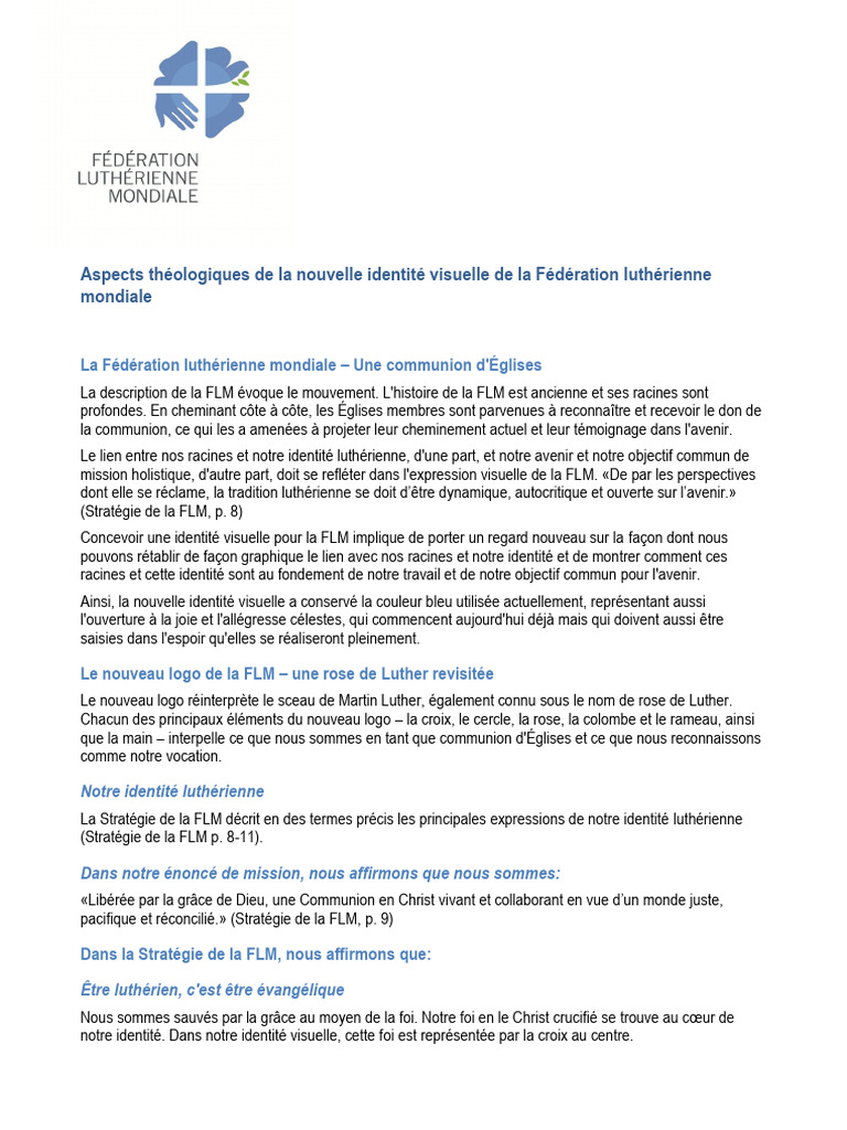 Nouvelle identité visuelle de la FLM | PDF | Luthéranisme | Œcuménisme