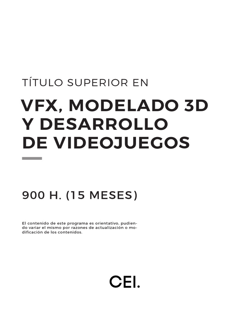 Título Superior en VFX Modelado 3D y Desarrollo de Videojuegos | PDF | Color | Gráficos de ...