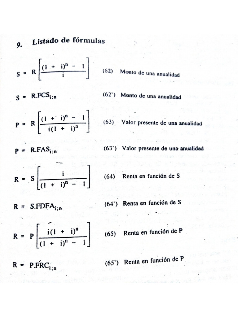 Formulas Anualidades Vencidas | PDF