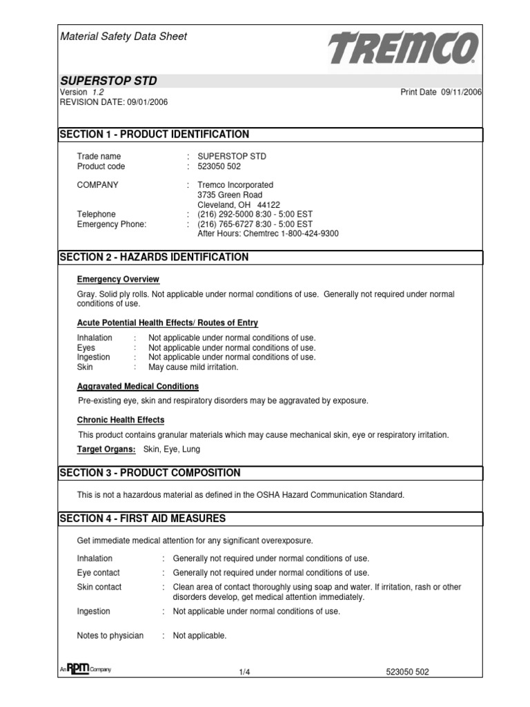 MSDS - Superstop | PDF | Firefighting | Occupational Safety And Health