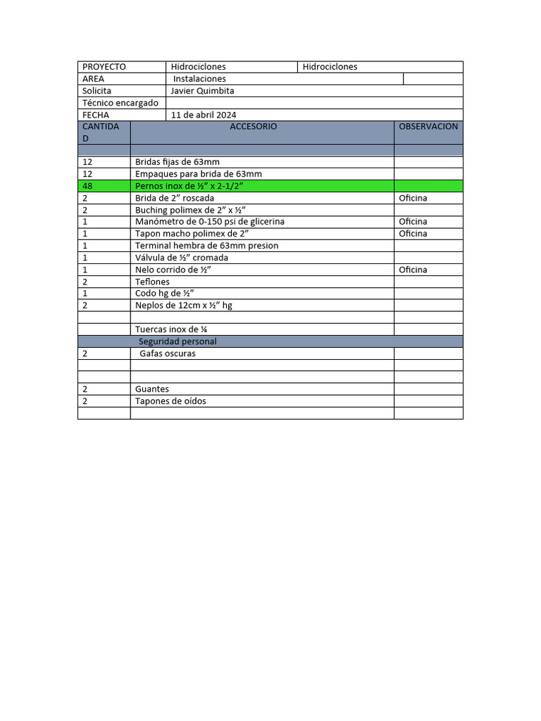 MATERIALES HIDROCICLONES ABRIL | PDF