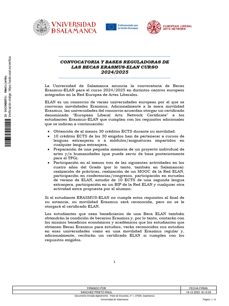 Convocatoria ELAN 2024 2025 Firmada | PDF | Universidad