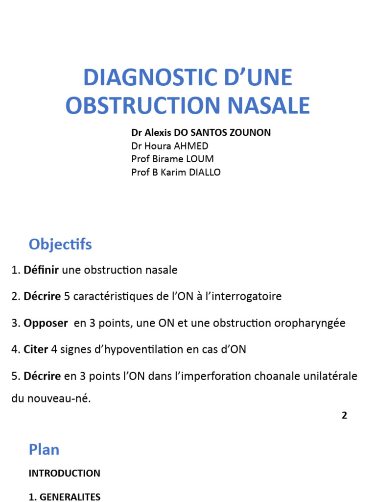 Diagnostic D'une Obstruction Nasale | PDF | Maladies et troubles ...
