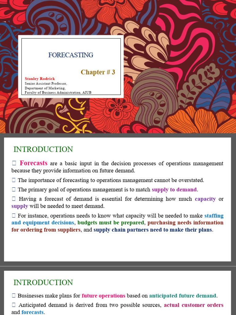 Fall 2022-2023 - Engineering Management - Chapter 3 - Forecasting | PDF | Forecasting | Time Series