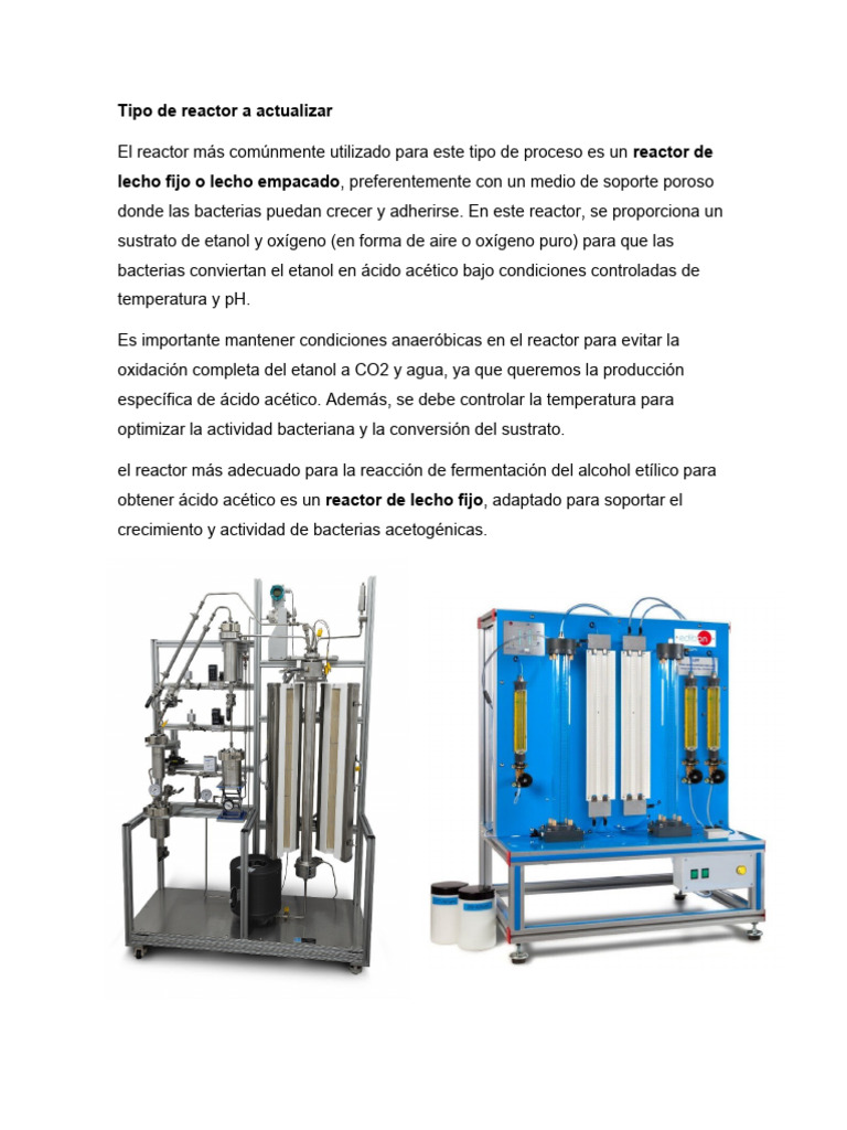 Reactores 1 | PDF | Ácido acético | Fermentación