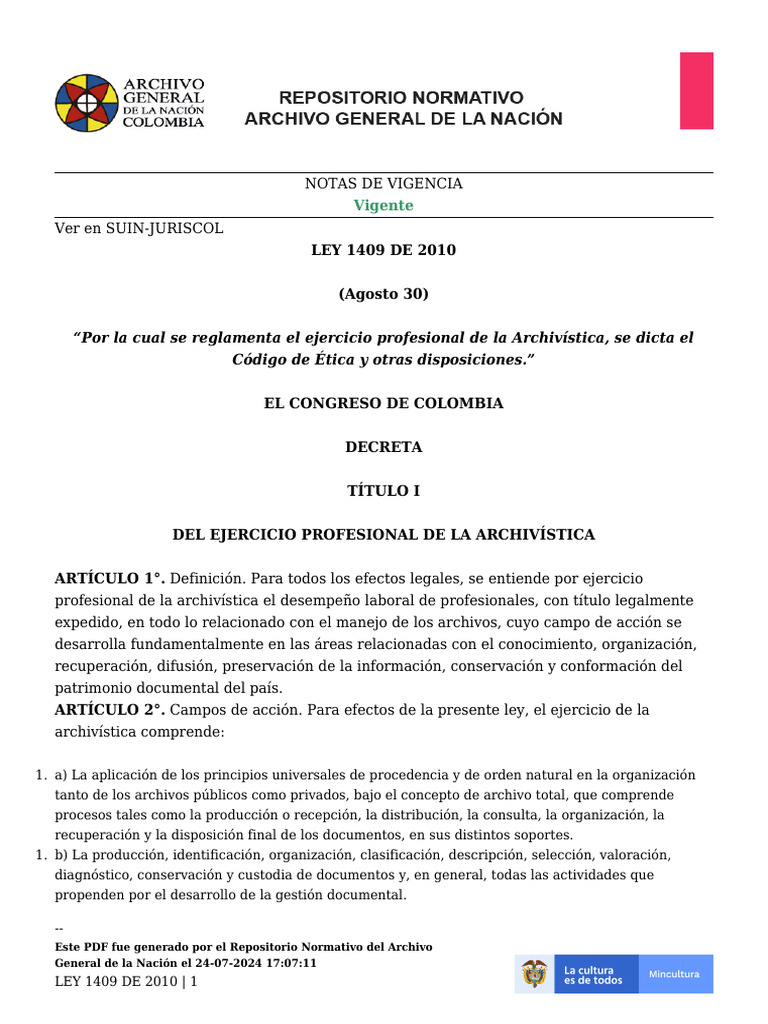 Ley 1409 de 2010 | PDF | Educación más alta | Gestión de registros