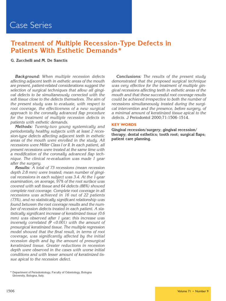 Zucchelli 2000 (CAF Recesiones Multiples) | PDF | Mouth | Dentistry