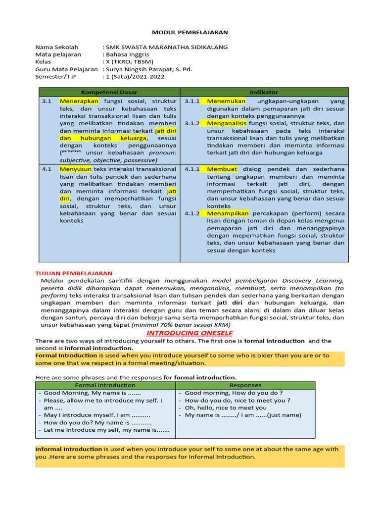 Modul KD 3.1 Kls X | PDF | Linguistics | Morphology