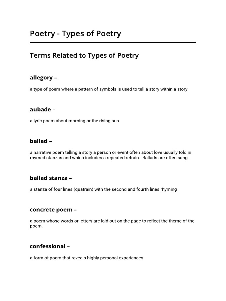 Poetry - Types of Poetry | PDF | Poetry | Sonnets