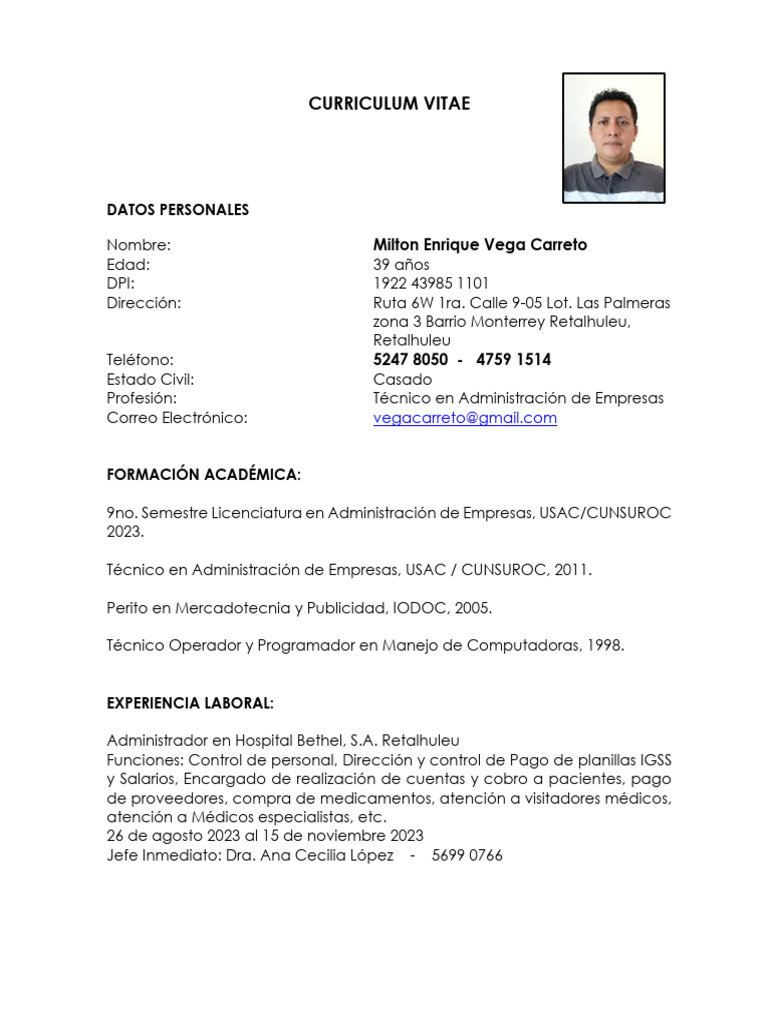 CV Milton Vega 24 | PDF