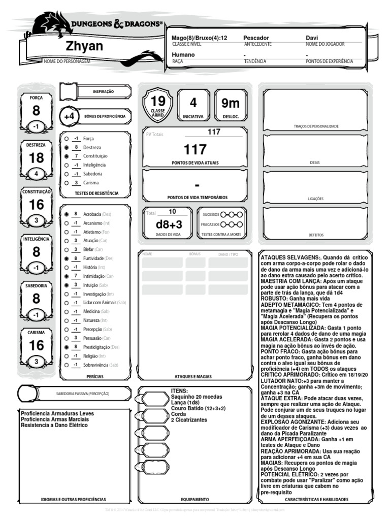 Ficha Zhyan | PDF | Relâmpago