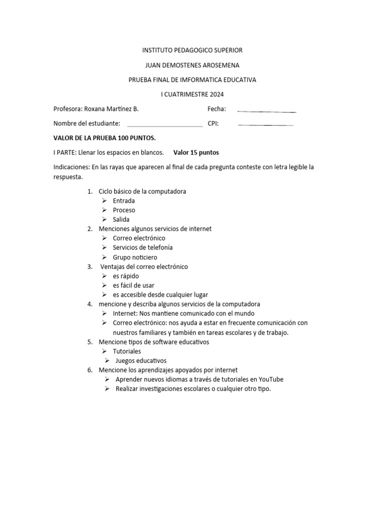 Prueba Resuelta | PDF | Maestros | Internet