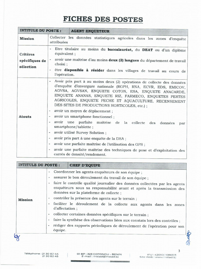 Fiches de Poste ESA 2024 Sur PHASAOC | PDF