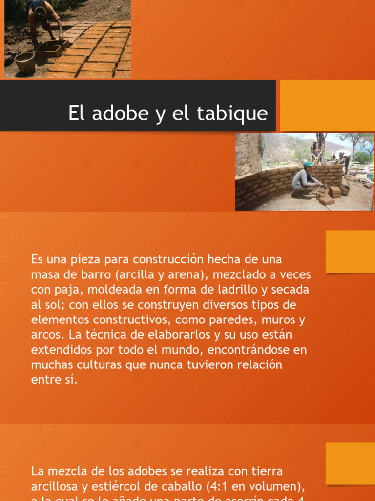 Construcción y ventajas del tabique de adobe | PDF | Albañilería ...