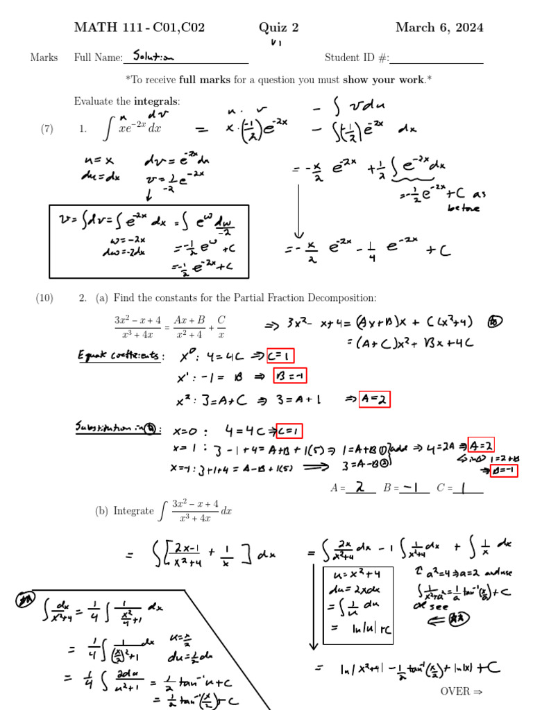 Quiz2 Solution | PDF