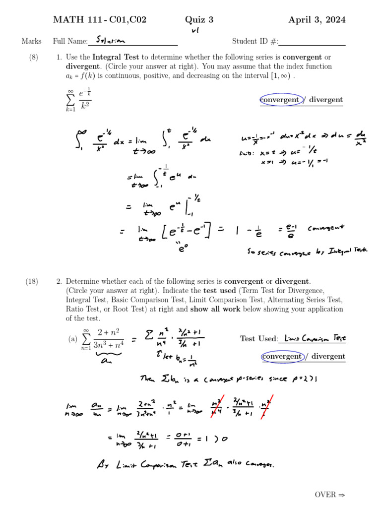 Quiz3 Solution | PDF | Mathematics | Complex Analysis
