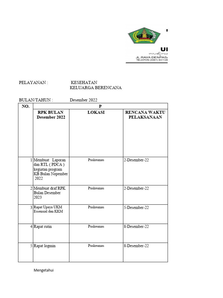 PDCA KB Jan - Juni 2024 | PDF