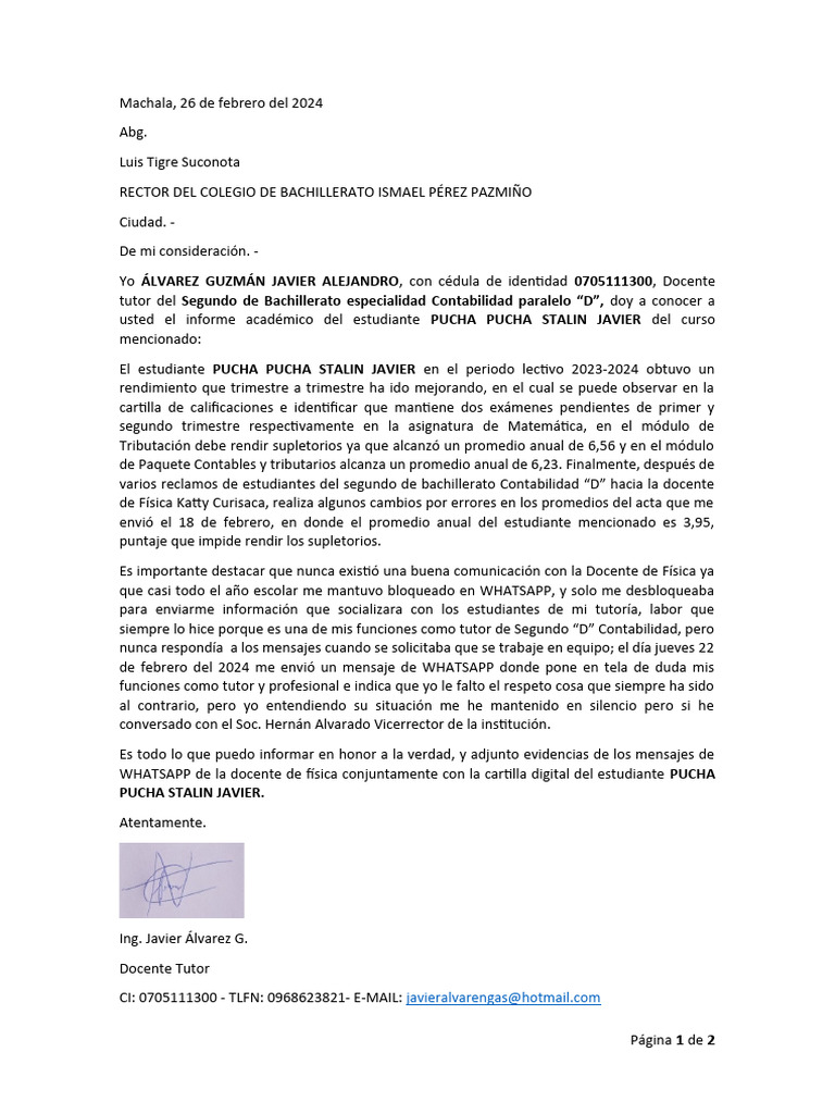 Informe Académico de Stalin Pucha Pucha | PDF | Finanzas y dinero