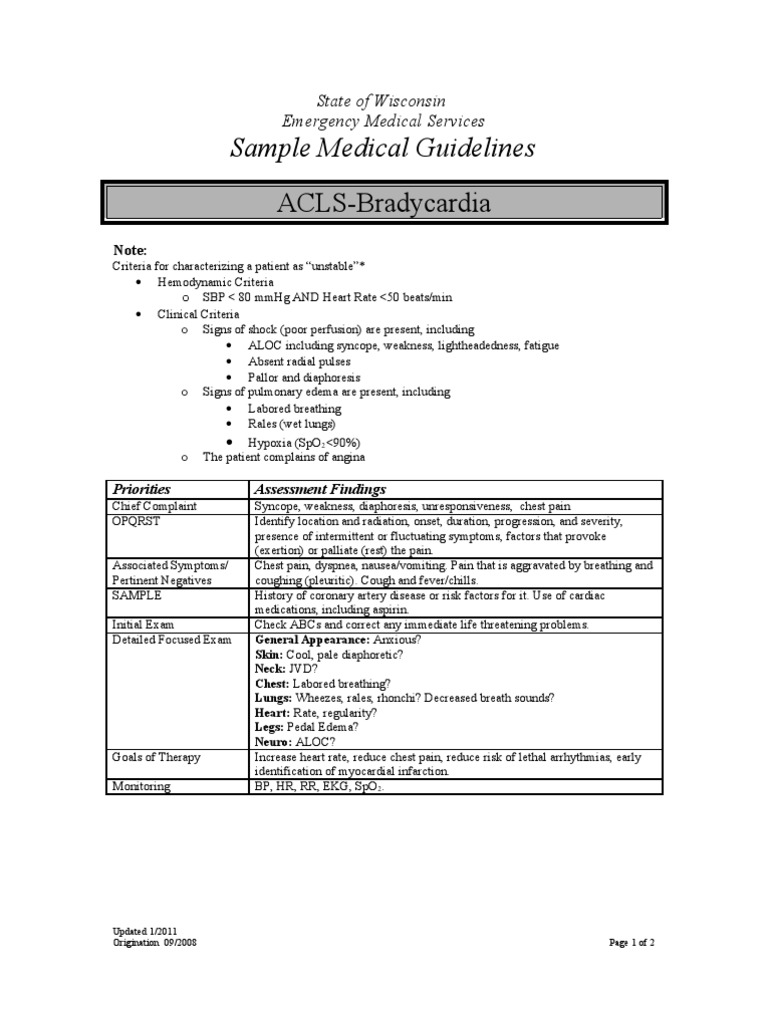 Sample Medical Guidelines: ACLS-Bradycardia | PDF | Heart Rate | Heart