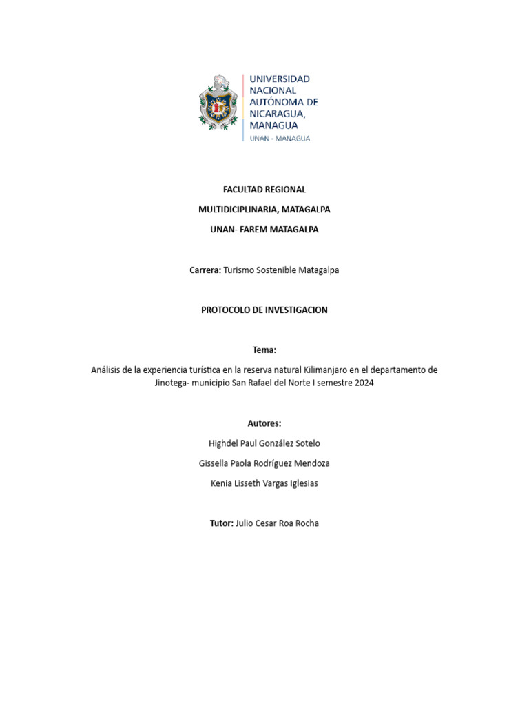 Protocolo de Investigacion MARCO TEORICO | PDF | Turismo | Nicaragua Protocolo de Investigacion MARCO TEORICO | PDF | Turismo | Nicaragua