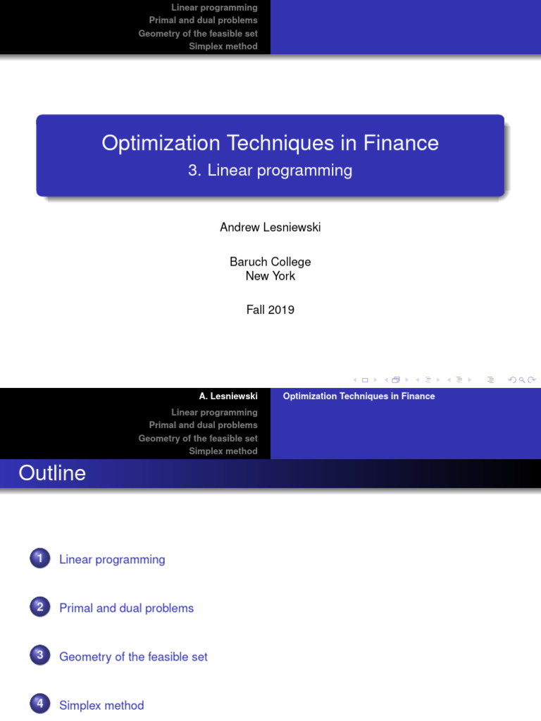 Presentation Opt_Lecture3_2019 | Download Free PDF | Linear Programming | Mathematical Optimization
