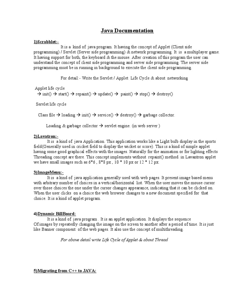 Java Documentation Pdf Java Programming Language C 