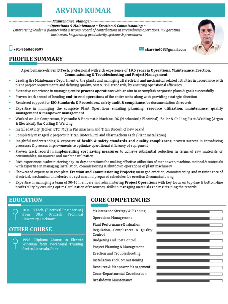 Arvind Kumar Resume For Maintenance Design 1659262375 | PDF | Human ...