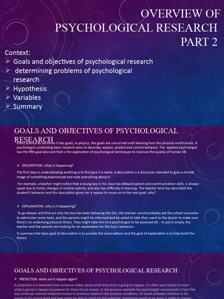Psychological Research Goals | PDF | Hypothesis | Psychology