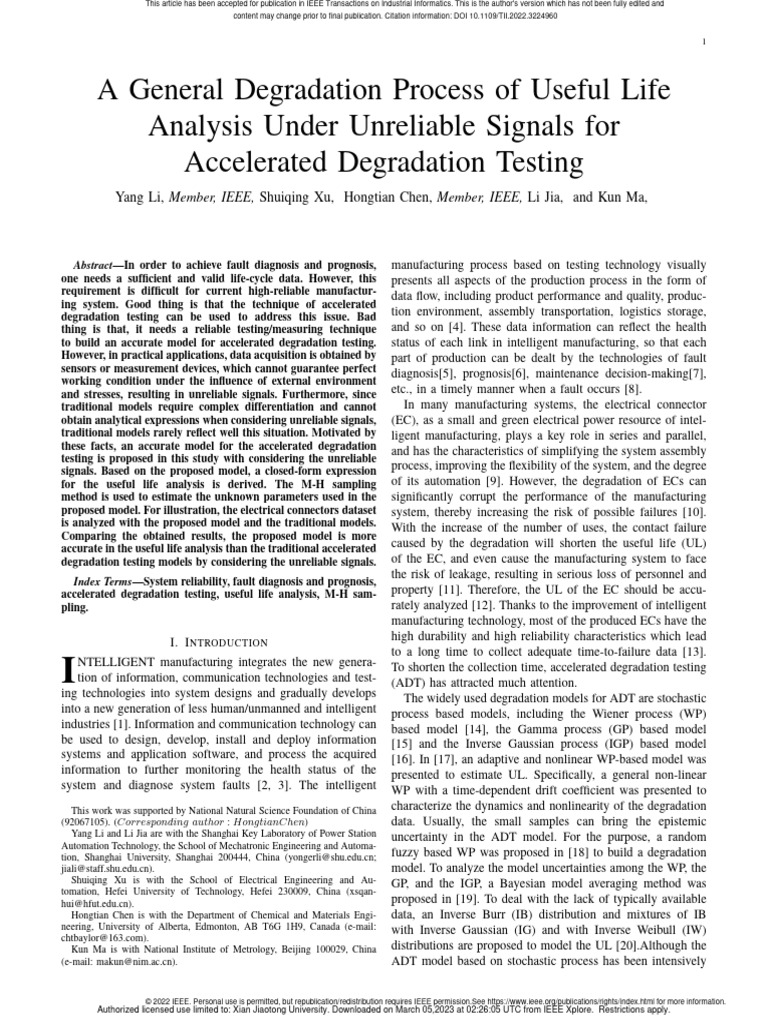 A General Degradation Process Of Useful Life Analysis Under Unreliable Signals For Accelerated