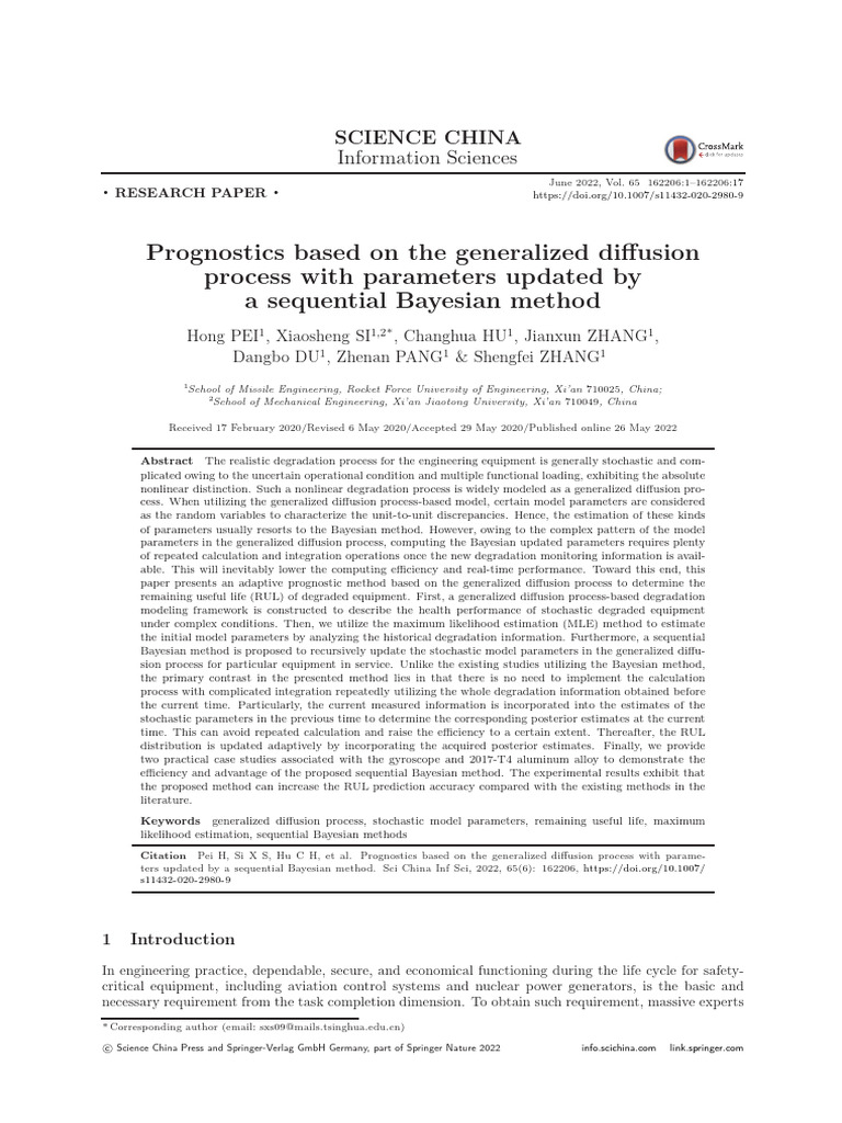 Prognostics Based On The Generalized Diffusion Process With Parameters ...