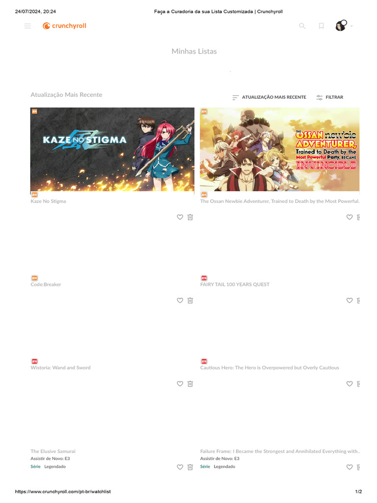 Faça A Curadoria Da Sua Lista Customizada - Crunchyroll | PDF