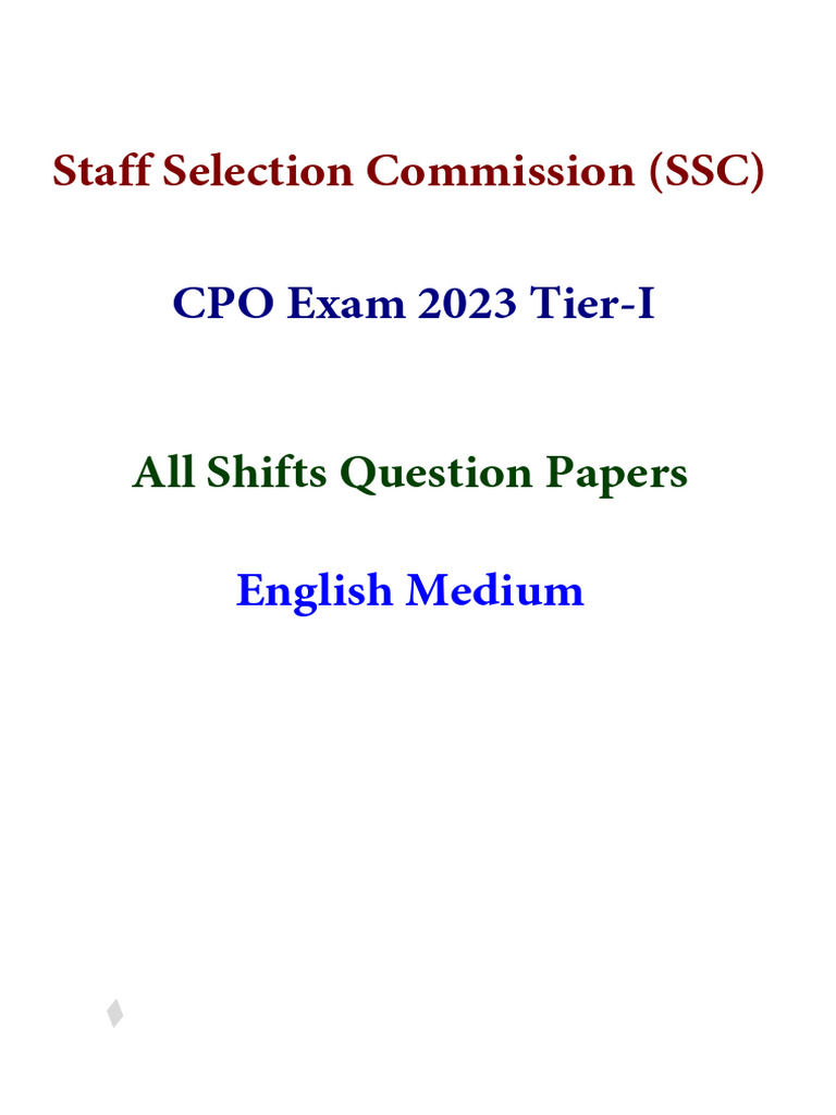 SSC Cpo 2023 | PDF | Question | Linguistics