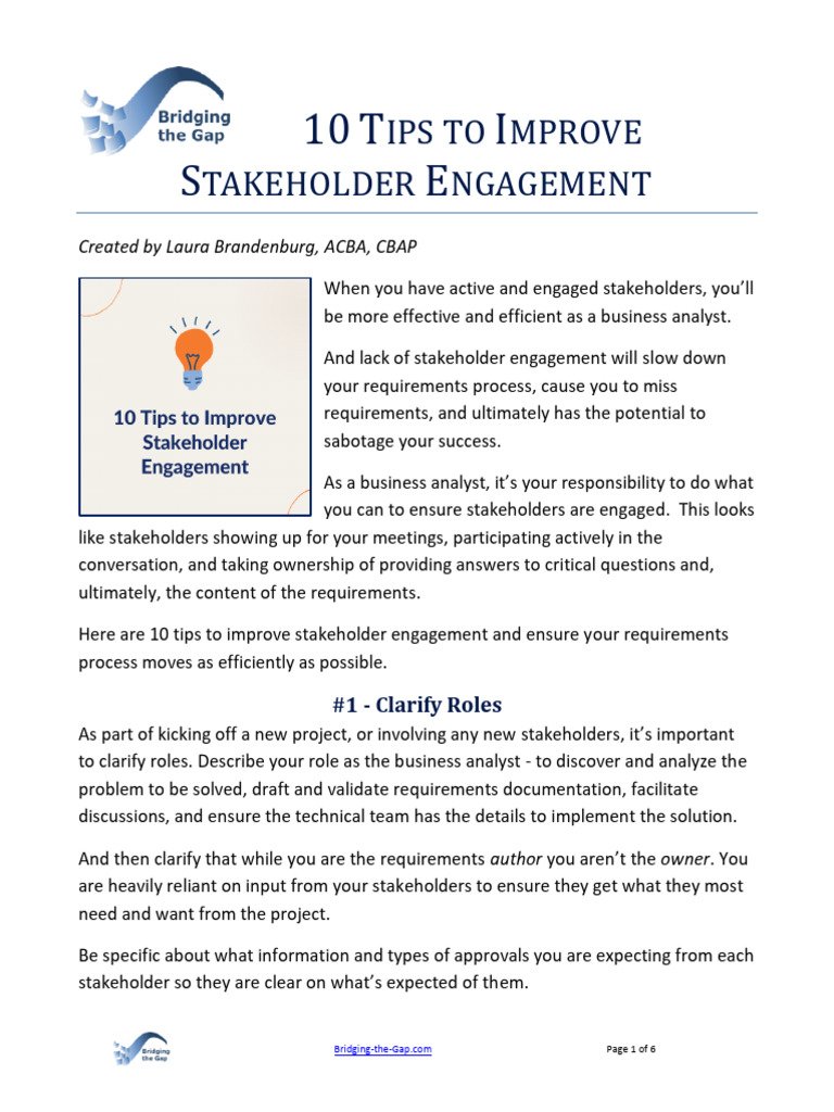 10 Tips To Improve Stakeholder Engagement 1712281132 | PDF | Human ...