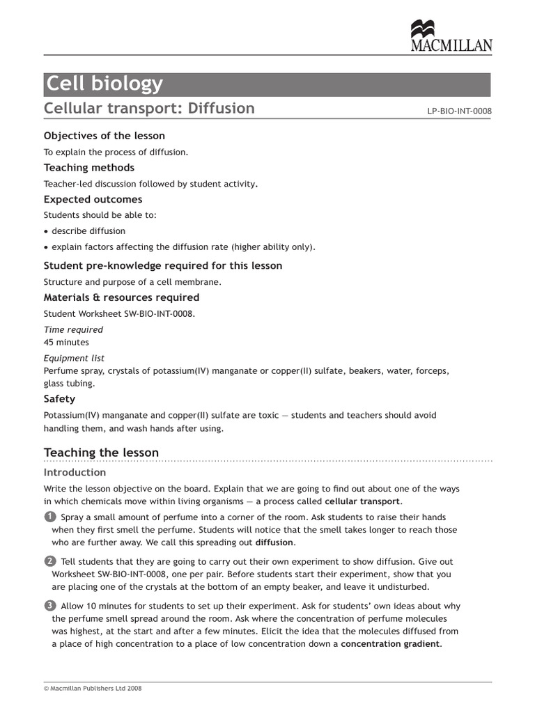 9780230438835 Cell Biology - Diffusion Lesson Plan | PDF | Diffusion ...