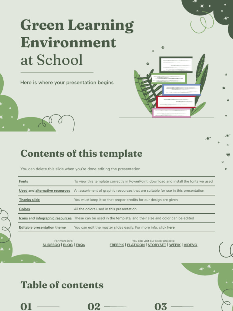Cópia de Green Learning Environment at School by Slidesgo | PDF ...