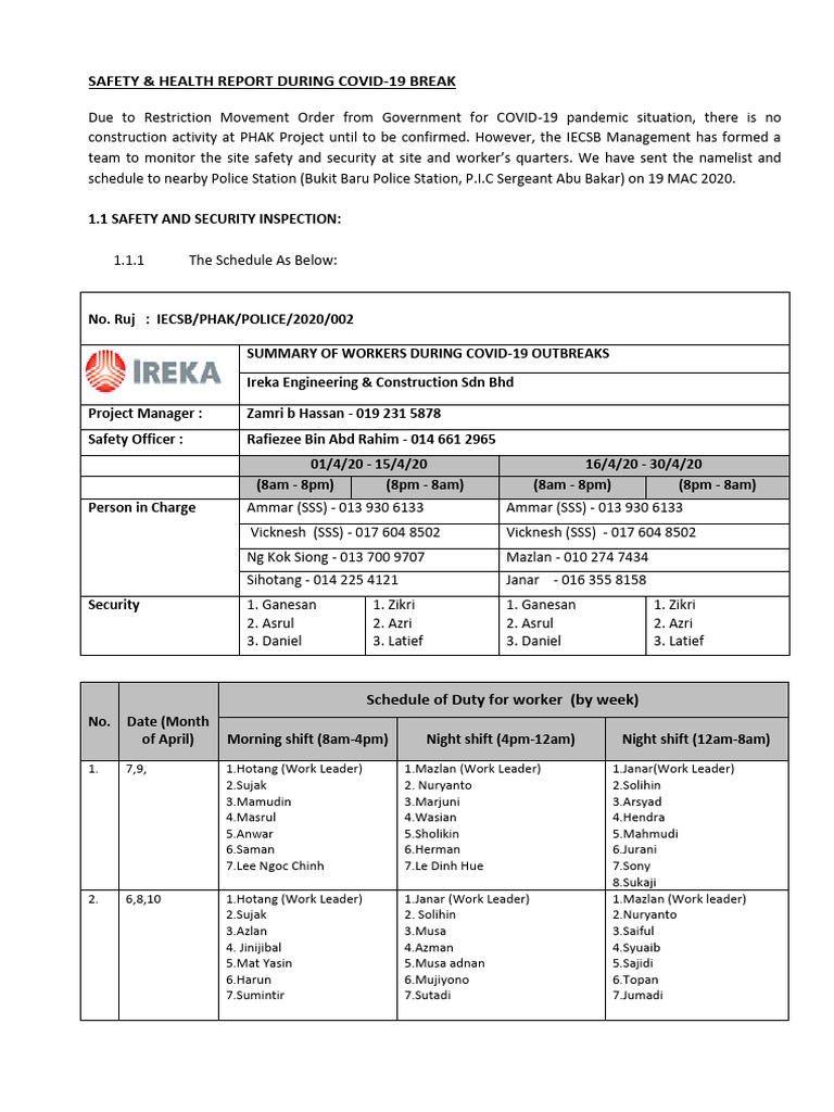 Fortnightly Safety and Health Report PDF | PDF