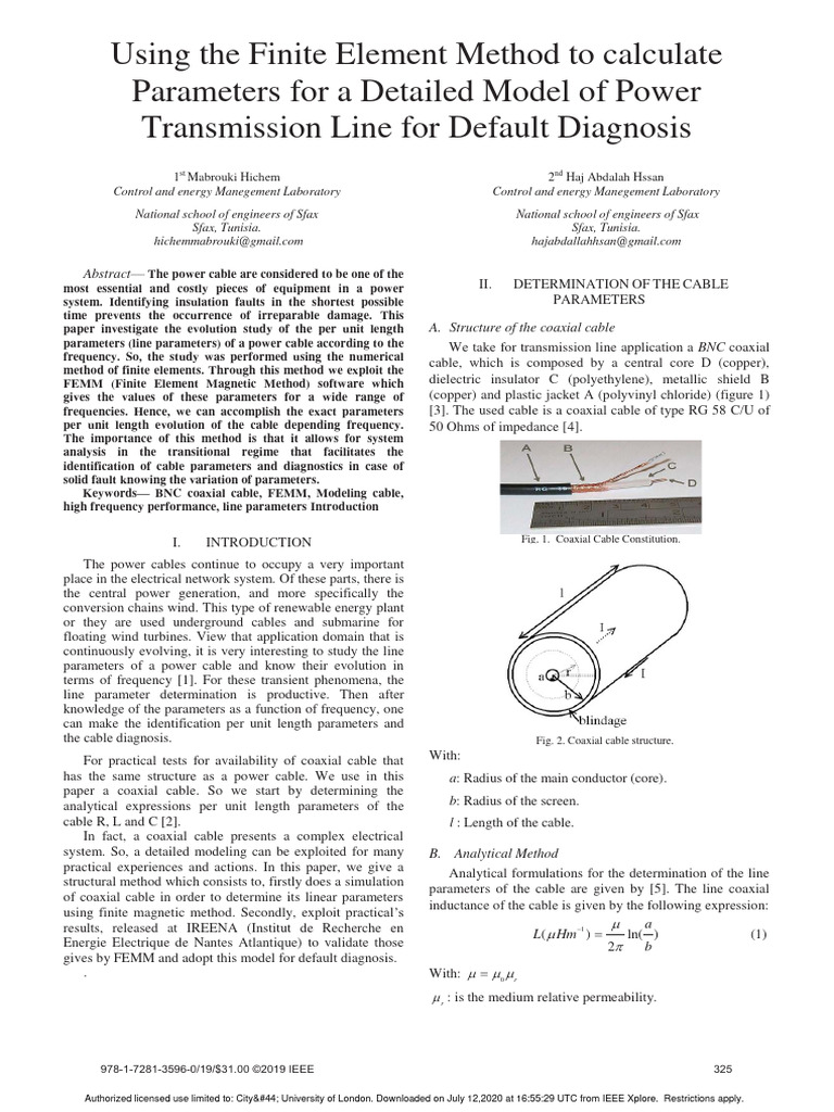 Using The Finite Element Method To Calculate Pdf Inductance Coaxial Cable 