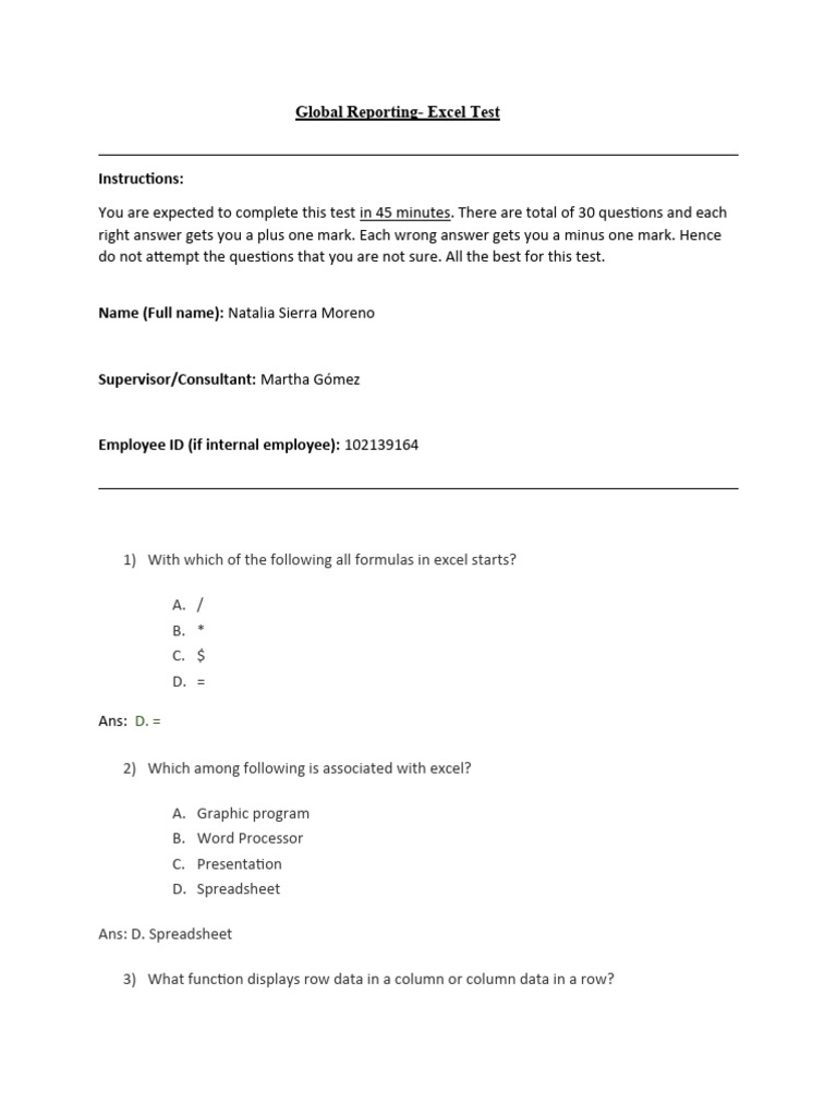 Excel Test for Workforce Management | PDF | Microsoft Excel ...