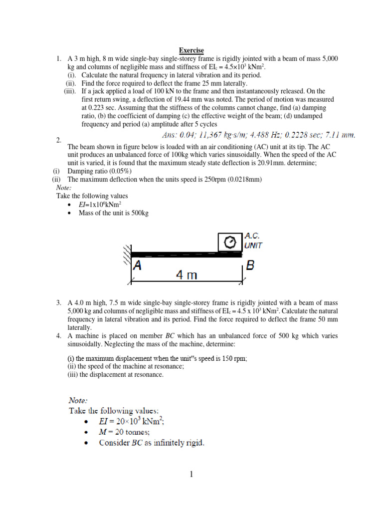 Exercises 1 | PDF | Resonance | Damping